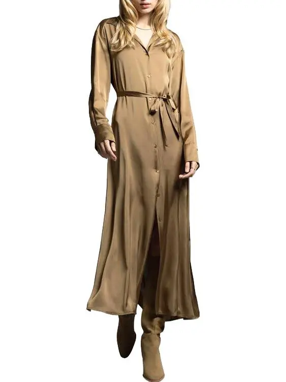 WEEKEND LOS ANGELES Yves Long Sleeve Shirtdress - Bronze