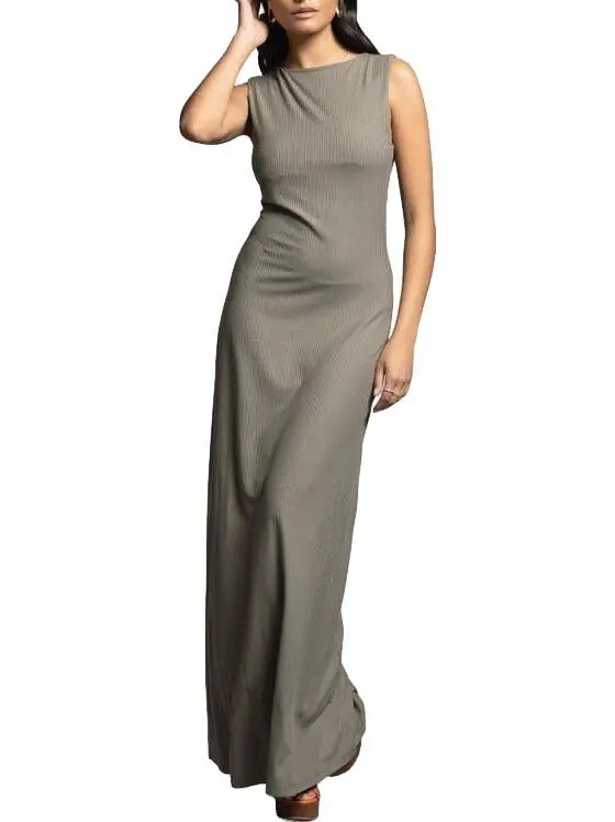 WEEKEND LOS ANGELES Leighton Sleeveless Rib Maxi Dress - Smokey Olive