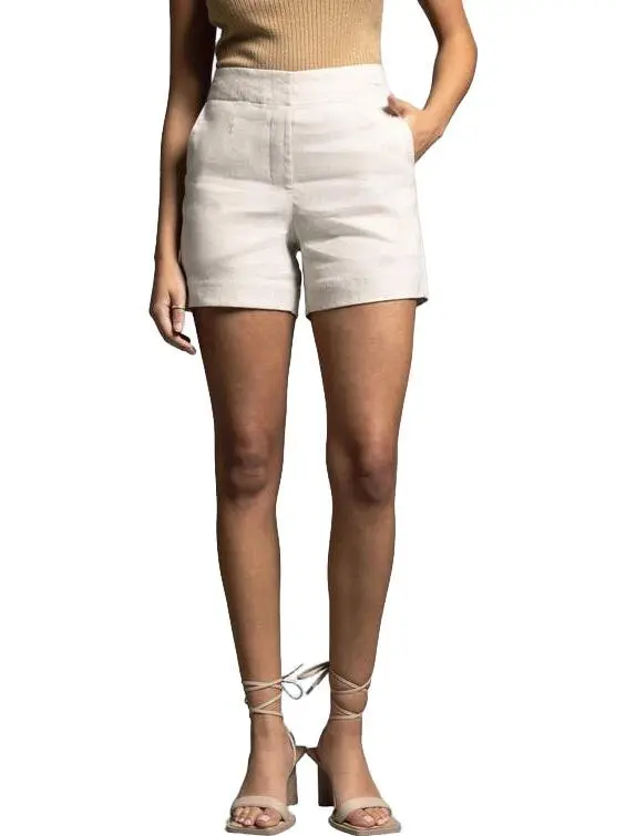 WEEKEND LOS ANGELES Luna Linen Blend Shorts - Melange Oatmeal