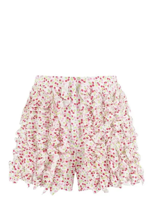 MSGM Printed Cotton Shorts With Ruffles - Multicolor