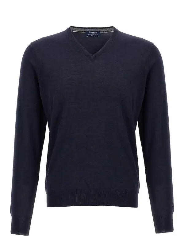 BARBA NAPOLI Wool And Silk V-neck Sweater - Blue