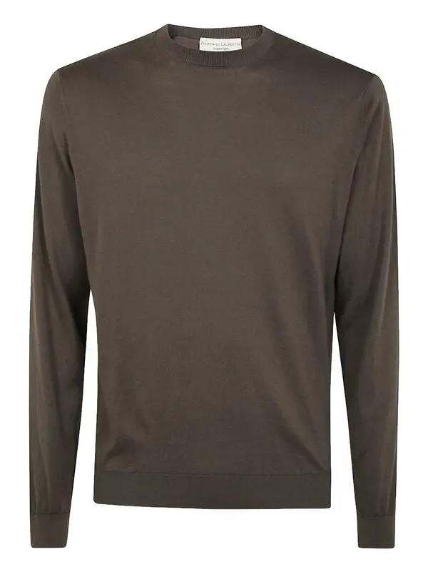 FILIPPO DE LAURENTIIS Long Sleeve Round Neck Sweater - Grey