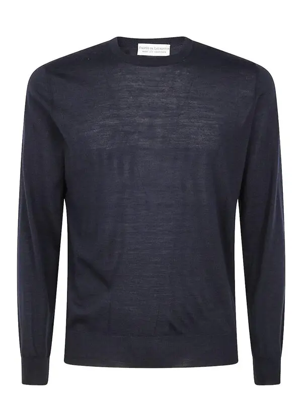 FILIPPO DE LAURENTIIS Long Sleeve Round Neck Sweater - Blue