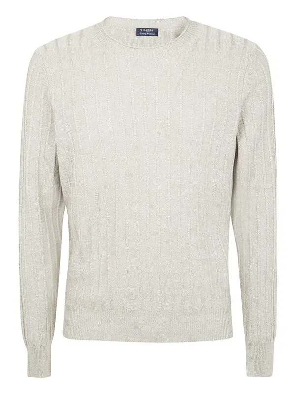 BARBA NAPOLI Long Sleeve Round Neck Sweater - Beige