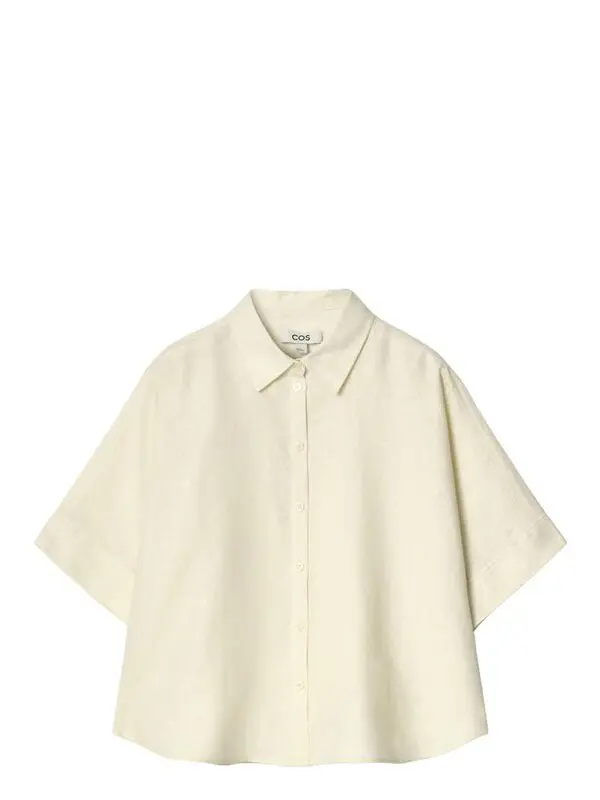 Cos Boxy Short-sleeved Linen Shirt - Yellow