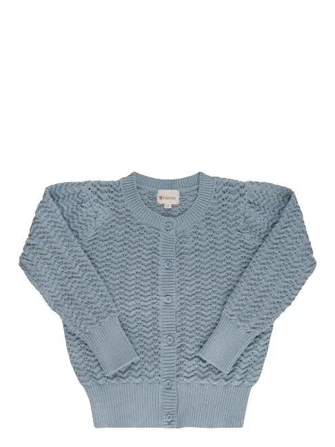 ELY'S & CO. Looms Wave Collection Knit Pointelle Cardigan - Blue