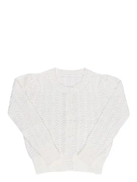 ELY'S & CO. Looms Wave Collection Knit Pointelle Cardigan - Ivory