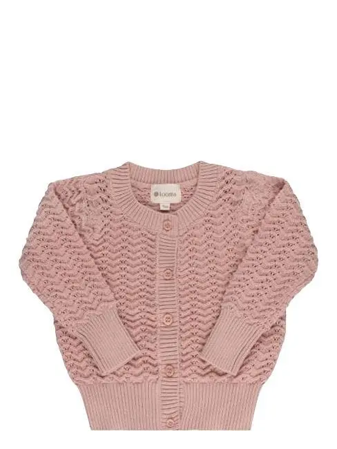 ELY'S & CO. Looms Wave Collection Knit Pointelle Cardigan - Rose