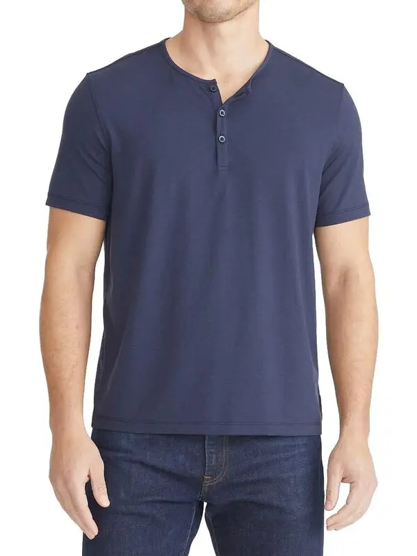 UNTUCKIT Ecosoft Short Sleeve Henley - Navy