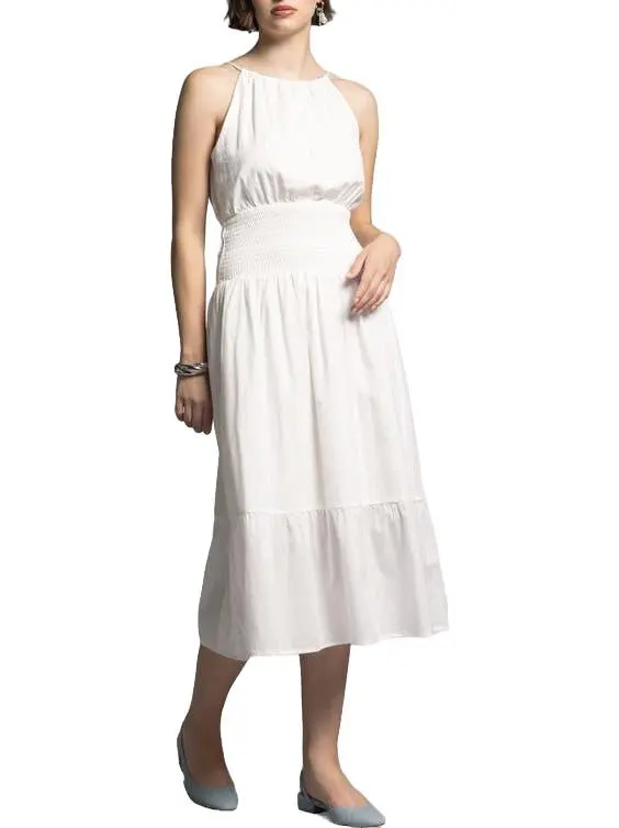WEEKEND LOS ANGELES Felicity Smock Waist Cotton Dress - Blanc
