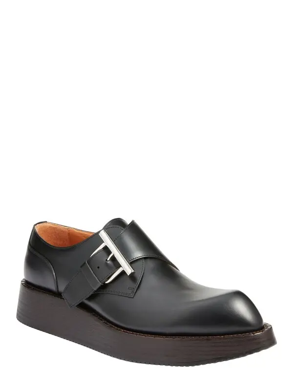 Alexander McQueen T-bar Creeper Loafer - Black/ Silver