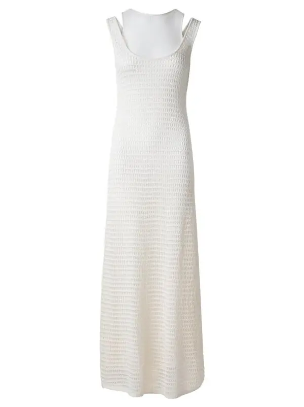 Akris Crochet & Knit Layered Maxi Dress - Ecru