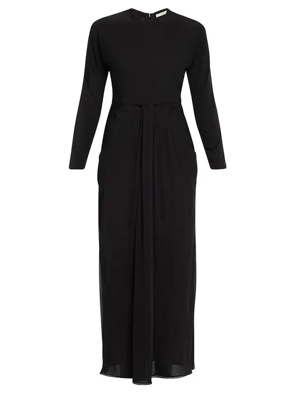 THE ROW Anselm Draped Column Jersey Dress - Black