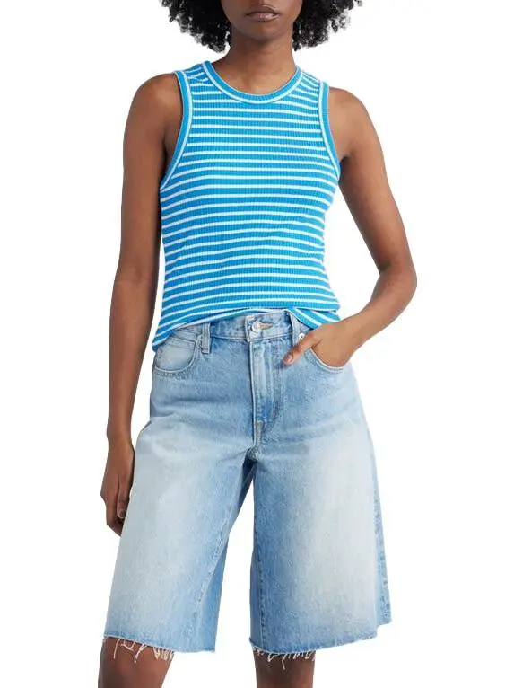 Rails The Racer Stripe Rib Knit Tank - Chambray Blue Stripe