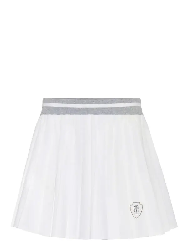 Brunello Cucinelli Logo-patch Pleated Skirt - White