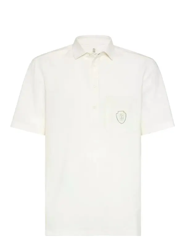 Brunello Cucinelli Logo-appliqué Polo Shirt - White
