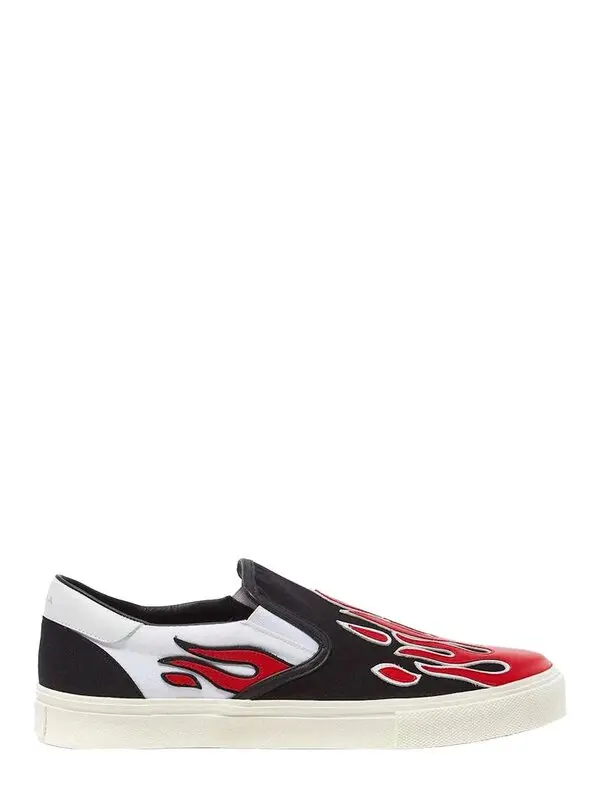 Amiri Flame Slip-ons - Black/white/red