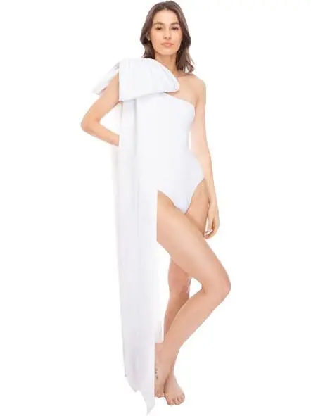 TABACARU Milly One-piece Swimsuit - White With White Bow
