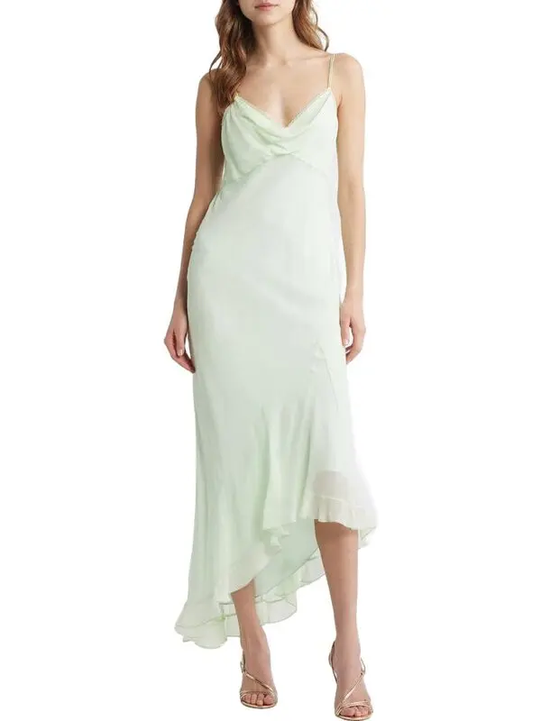 LoveShackFancy Chesley High-low Dress - Washed Sage