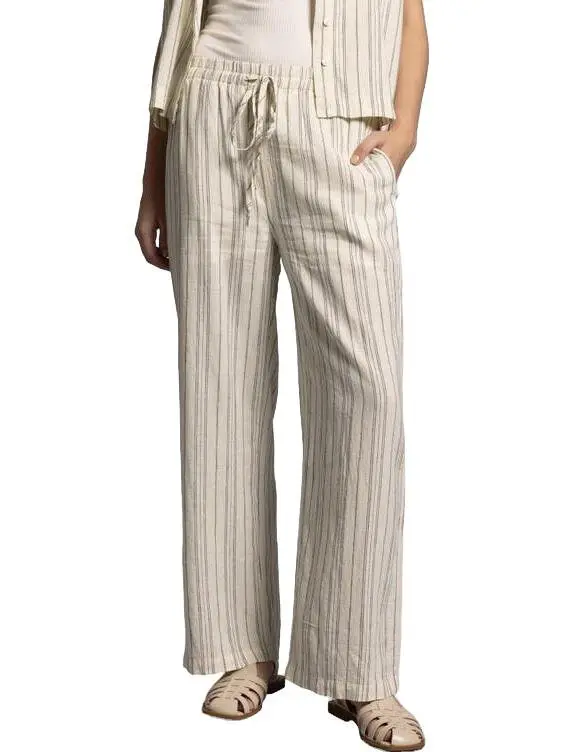 WEEKEND LOS ANGELES Elise Stripe Linen Blend Pants - Ivory