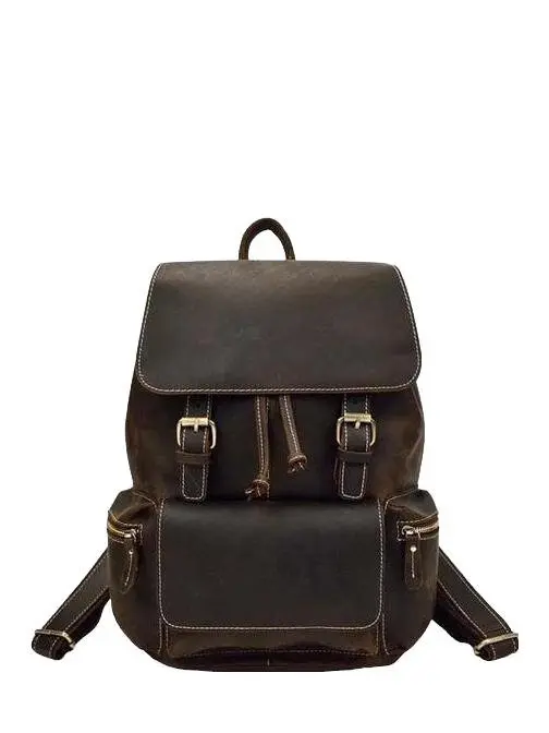 STEEL HORSE LEATHER The Hagen Vintage Backpack - Dark Brown