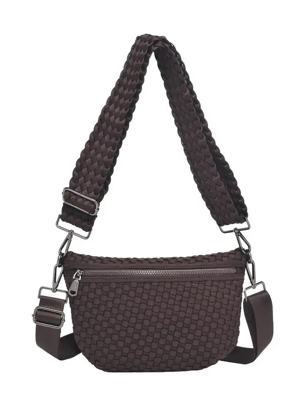 SOL AND SELENE Ethereal Woven Neoprene Crossbody Bag - Chocolate
