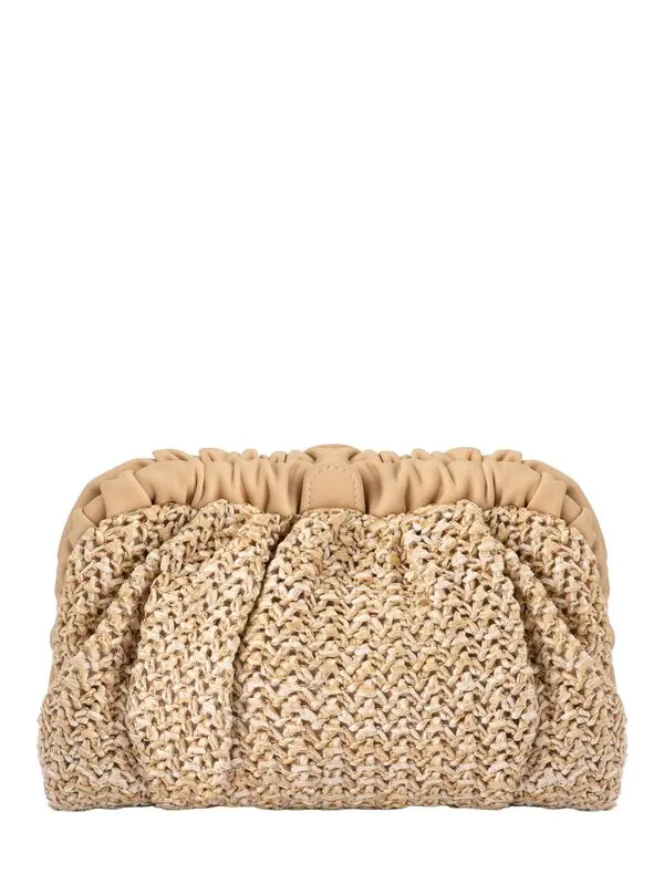 OLGA BERG Amalia Petite Gathered Clutch - Natural