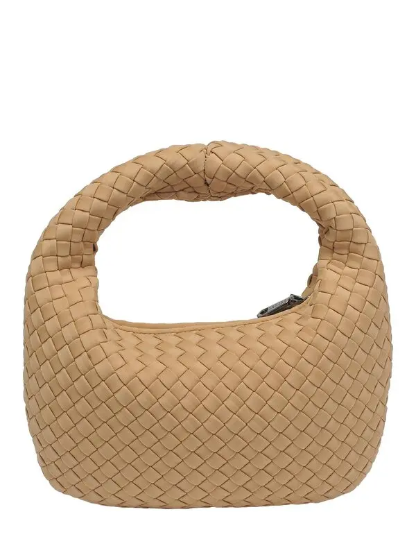 SOL AND SELENE Woven Neoprene Hobo Bag - Nude