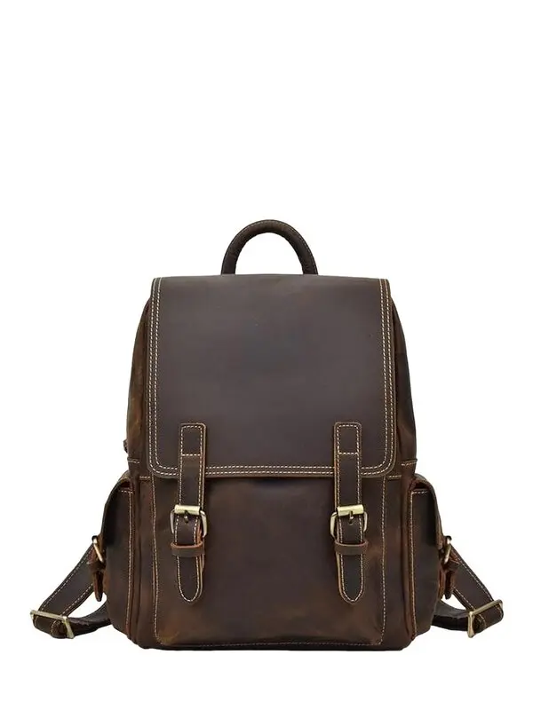 STEEL HORSE LEATHER Handcrafted Leather Backpack - Dark Brown