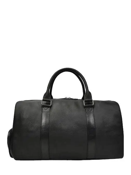 STEEL HORSE LEATHER The Endre Weekender Vintage Leather Duffle Bag - Black