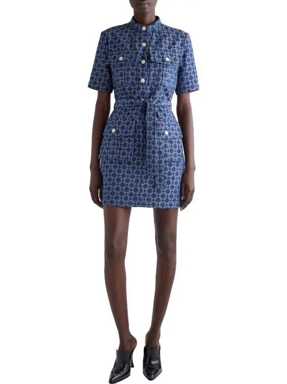 Givenchy Monogram Jacquard Denim Mini Shirt Dress - Denim Blue