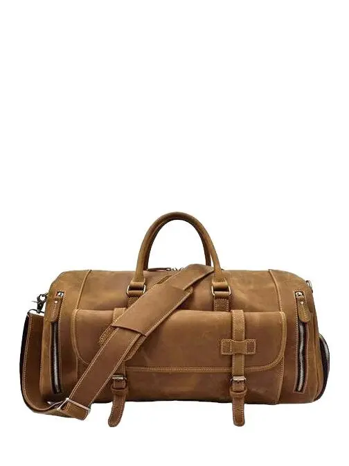 STEEL HORSE LEATHER The Bard Weekender Duffle Bag - Brown
