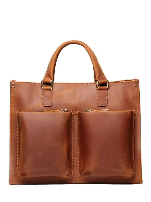 STEEL HORSE LEATHER The Dagmar Leather Briefcase - Brown