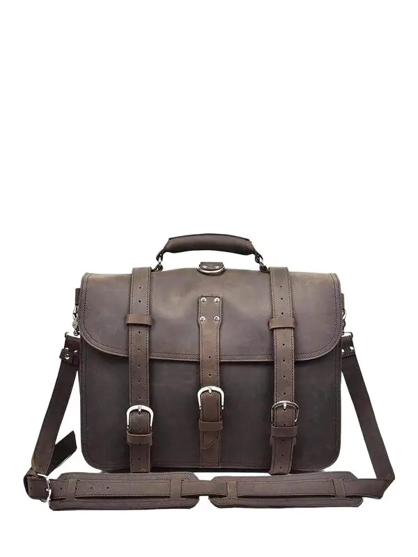 STEEL HORSE LEATHER Gustav Large Capacity Messenger Bag - Dark Brown