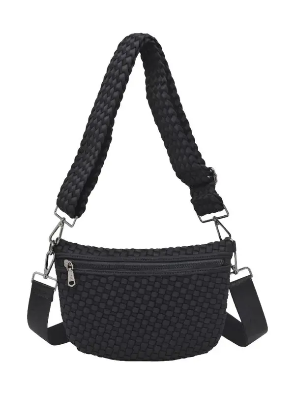SOL AND SELENE Ethereal Woven Neoprene Crossbody Bag - Black