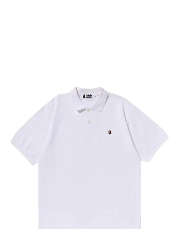A BATHING APE One Point Relaxed Fit Polo Shirt - White