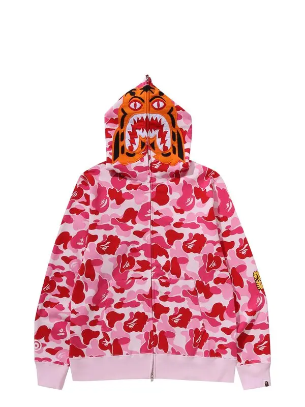 A BATHING APE Camo Tiger Full Zip Hoodie - Pink