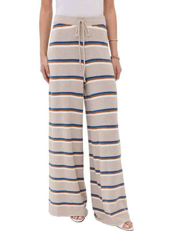 LE BOP Striped Wide Leg Pants - Beige Stripe