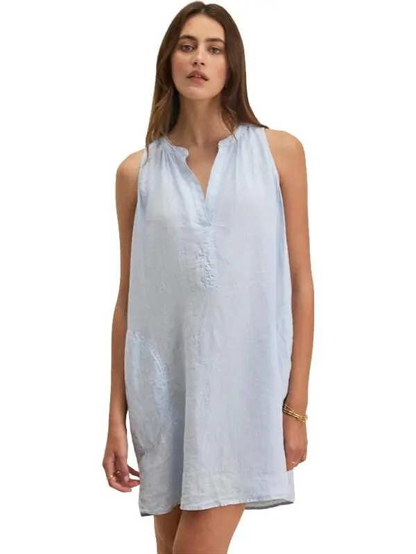Velvet By Graham & Spencer Adriana Linen Mini Dress - Blue / Denim