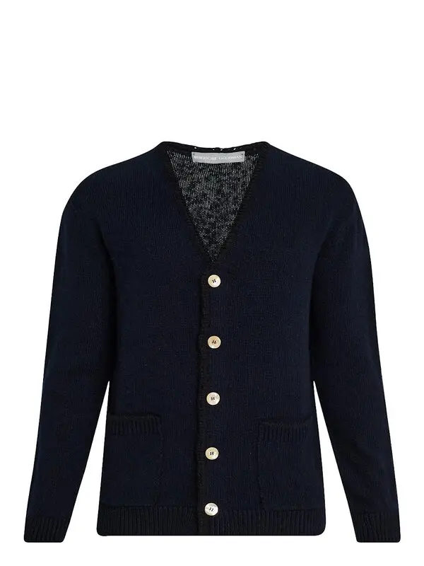Bergdorf Goodman Cashmere And Wool Bouclé Cardigan - Navy