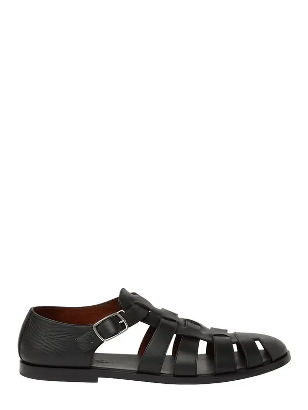 Loro Piana Maxime Walk Leather Sandals - Black