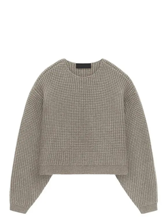 Fear Of God Essentials Heavy Waffle Cropped Sweater - Heather Gray