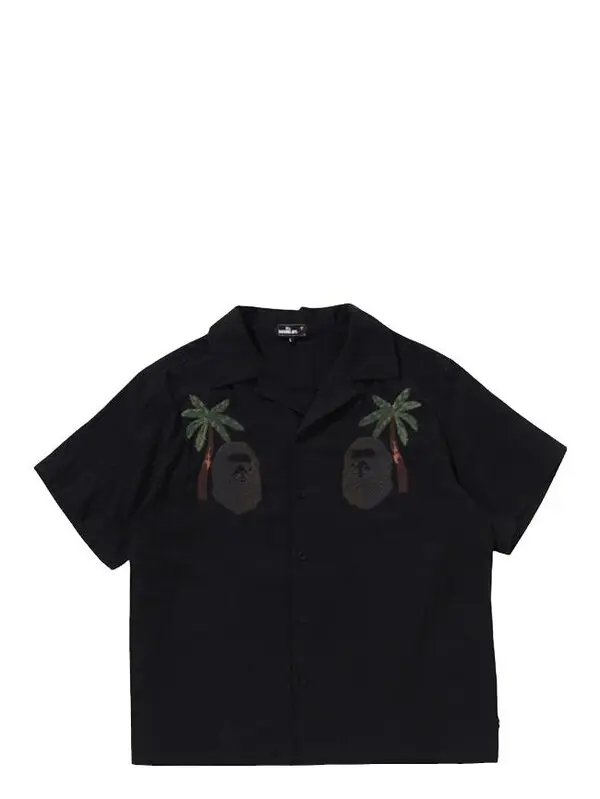A BATHING APE Embroidered Casual Short Sleeve Shirt - Black