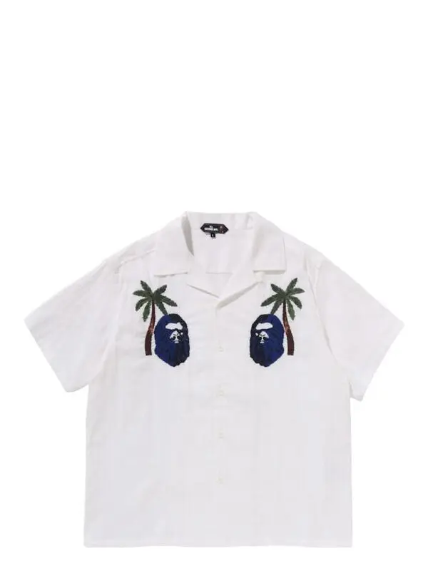A BATHING APE Embroidered Casual Short Sleeve Shirt - White