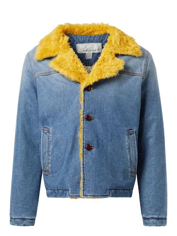 ERL Faux Shearling-lined Denim Jacket - Blue