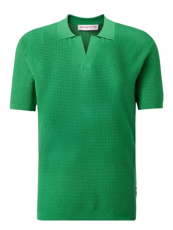 Orlebar Brown Roddy Waffle-knit Mesh Polo Shirt - Green
