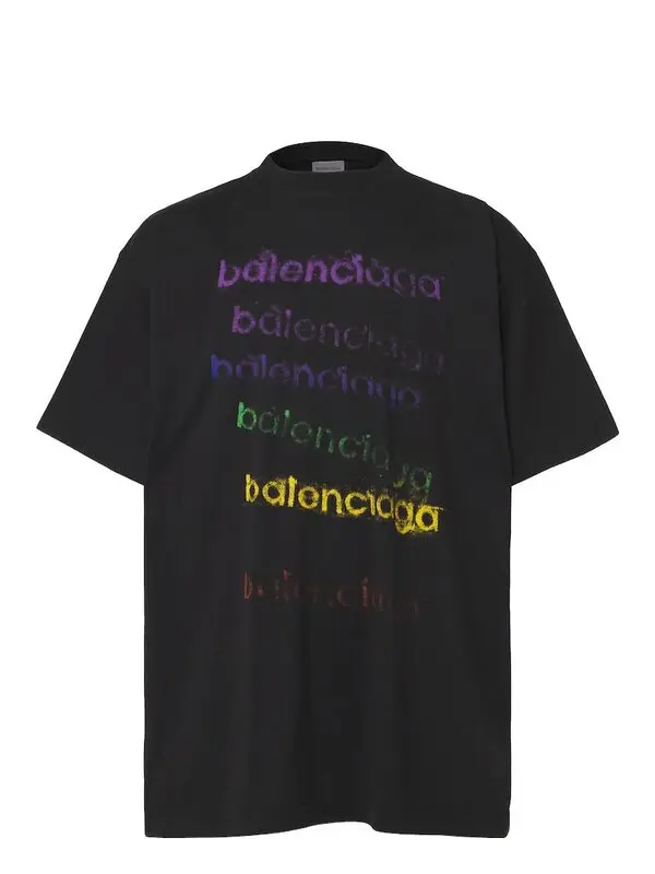 Balenciaga Logo Cotton Jersey T-shirt - Black