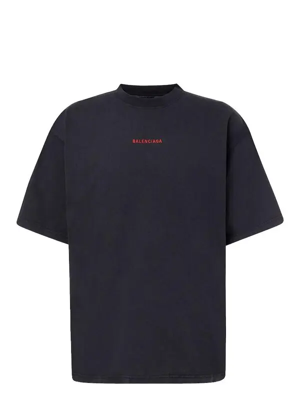 Balenciaga Logo Cotton Jersey T-shirt - Black