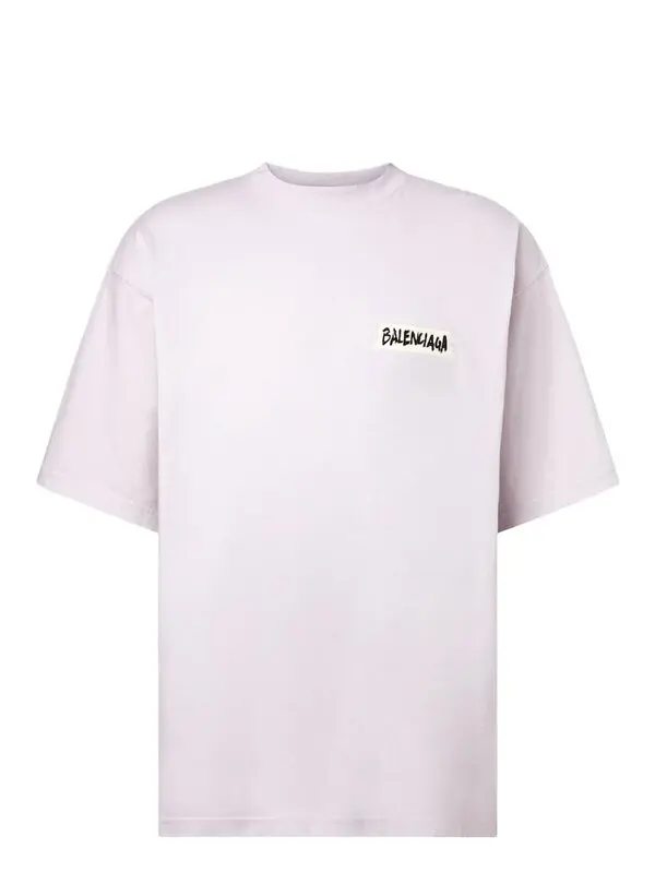 Balenciaga Logo Cotton Jersey T-shirt - Grey