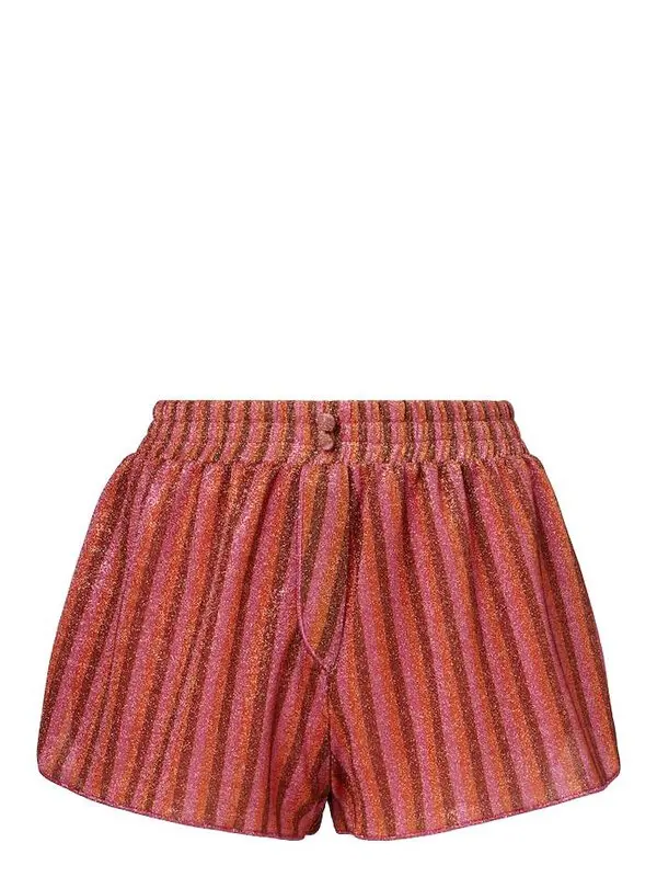 Oseree Striped Lamé Shorts - Multicoloured